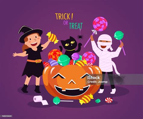 벡터 일러스트 레이 션 파티 초대를위한 캐릭터와 함께 해피 할로윈 축하 10월에 대한 스톡 벡터 아트 및 기타 이미지 10월 가리기 개념 Istock