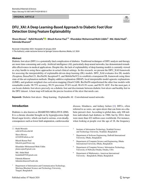 Pdf Dfu Xai A Deep Learning Based Approach To Diabetic Foot Ulcer