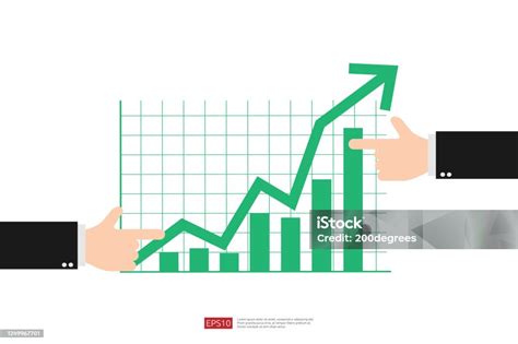 이익 판매 다이어그램을 증가시면 됩니다 플랫 스타일 디자인의 비즈니스 차트 성장과 함께 라인 화살표와 사업가 손 벡터 일러스트
