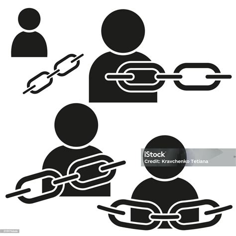 개인 간의 체인 링크 상호 작용 개인 연결 및 네트워크 강도 개념 사회적 유대 상징 벡터 일러스트 레이 션입니다 주당순이익 10