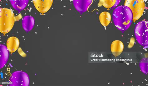 New Birthday Celebration With Ribbon Balloon Background Vector