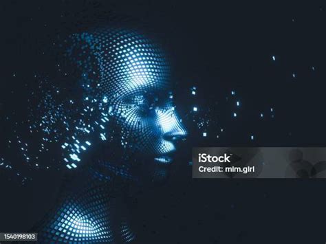 인공 지능의 Virtual Digital 책임자 딥 러닝 개념입니다 홀로그램 3d 렌더링 3차원 형태에 대한 스톡 사진 및 기타 이미지 Istock