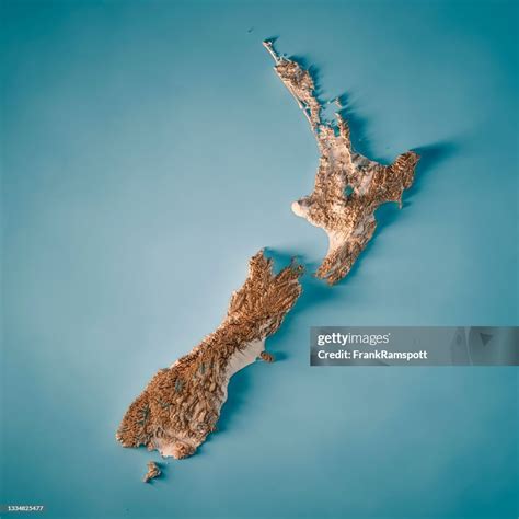 New Zealand Country 3d Render Topographic Map Neutral High Res Stock