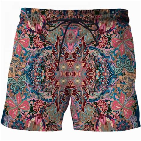 Retro Luxury 3d Print Floral Beach Shorts For Men Summer Swimming