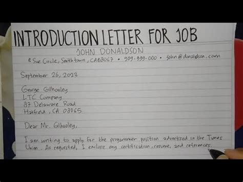 How To Write An Introduction Letter for Job Application Step by Step Guide | Writing Practices ...