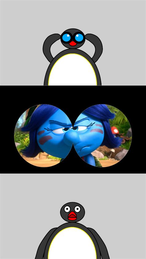 Pingu Using Binoculars Was Scared By Smurfblossom By Miguelkinemaster