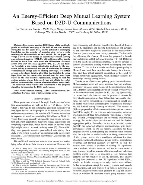 pdf an energy efficient deep mutual learning system based on d2d u