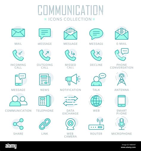 Collection Of Communication Thin Line Icons Stock Vector Image And Art