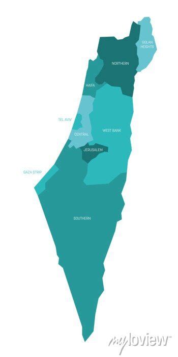 Israel Administrative Map Of Districts Posters For The Wall • Posters