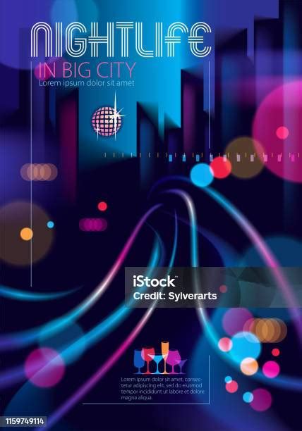 밤 도시 와 흐린 빛 보케 텍스처 벡터 일러스트 도시 경관 건물 실루엣 스카이 라인 다채로운 어두운 배경을 흐리게 브로셔 전단지 표지 포스터 또는 가이드북 템플릿 0명에