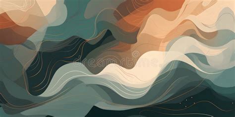 An Abstract Background With Flowing Shapes And Muted Colo Generative Ai Stock Illustration