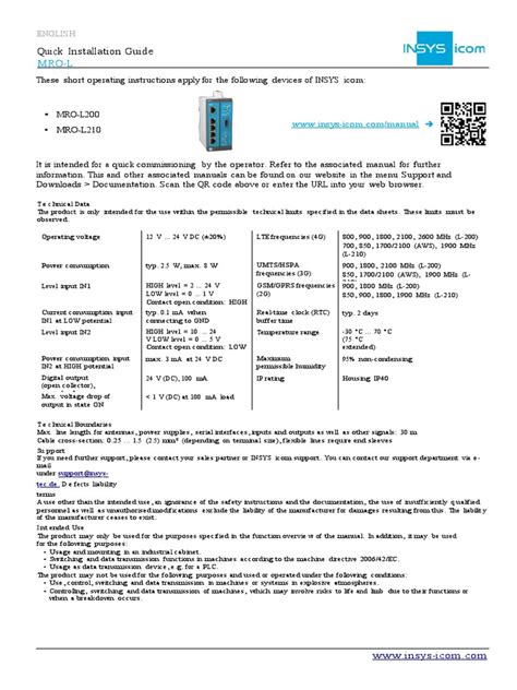 Insys Mro L200 4g Router Quick Installation Guide Pdf Ip Address