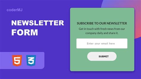 Create An Email Newsletter Form Using Only Html And Css Newsletter