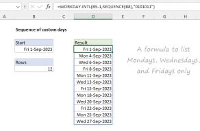 Sequence Of Workdays Excel Formula Exceljet
