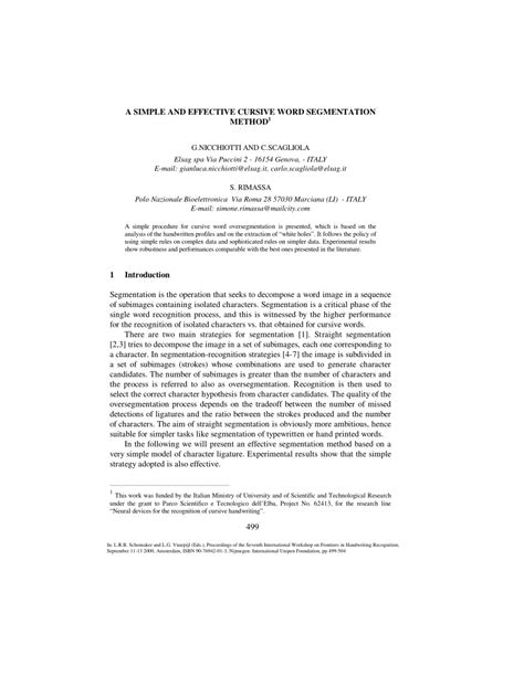 Pdf A Simple And Effective Cursive Word Segmentation Method