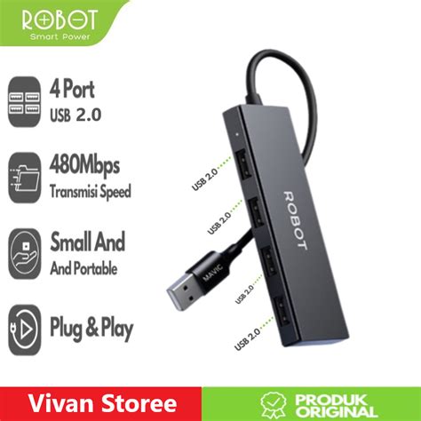 Robot USB HUB H130 4 Port USB2 0 Portable Multi Function 4 In 1 Speed Transition 480Mbps