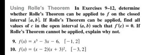Solved Using Rolle S Theorem In Exercises Determine Chegg Com