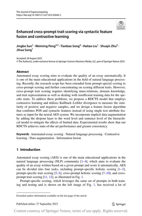 Enhanced Cross Prompt Trait Scoring Via Syntactic Feature Fusion And