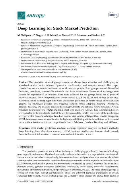 Pdf Deep Learning For Stock Market Prediction