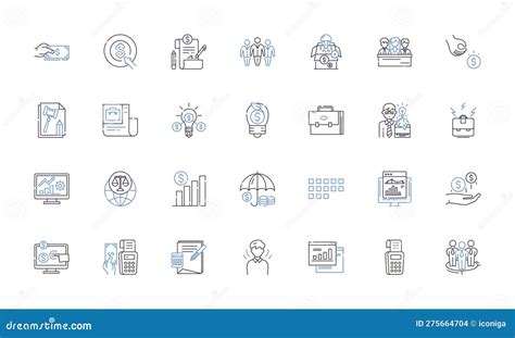 Cash Management Line Icons Collection Budgeting Saving Investing