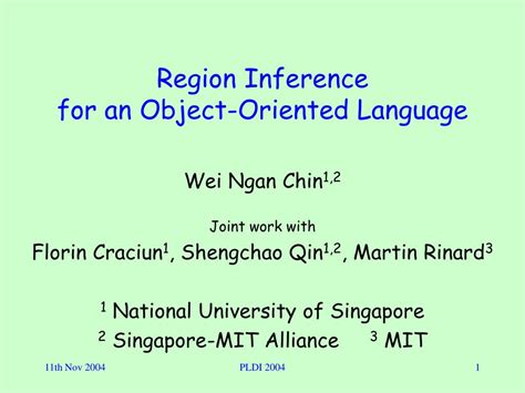 Ppt Region Inference For Object Oriented Language Powerpoint
