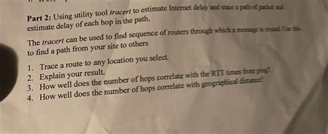 Solved Part 2 Using Utility Tool Tracert To Estimate