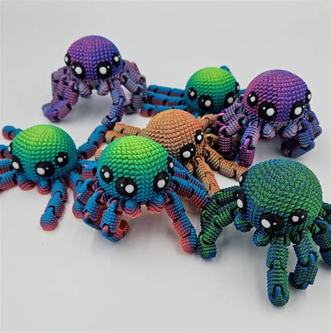 Crotchet Spider Fidget Toy 3d Printed Flexi Spiders Flexible Adhd Autism Relief Anxiety
