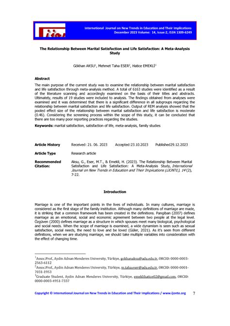 Pdf The Relationship Between Marital Satisfaction And Life