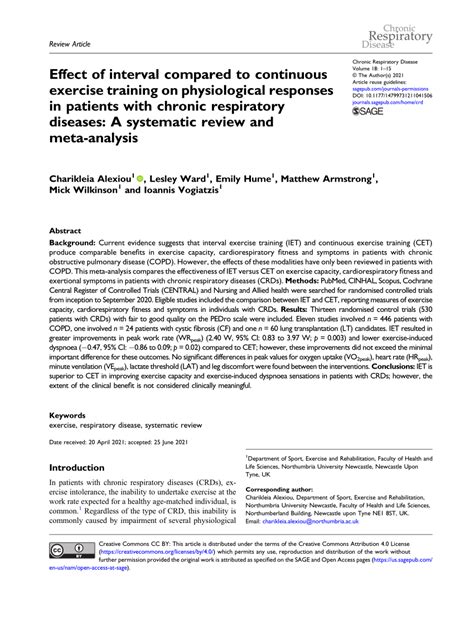 Pdf Effect Of Interval Compared To Continuous Exercise Training On Physiological Responses In
