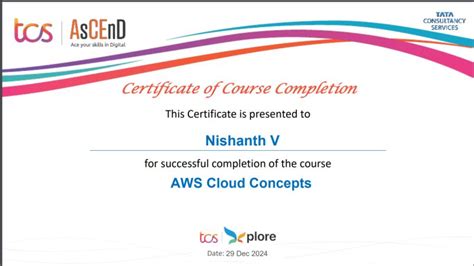 aws cloudcomputing tcs learningjourney professionalgrowth nishanth v