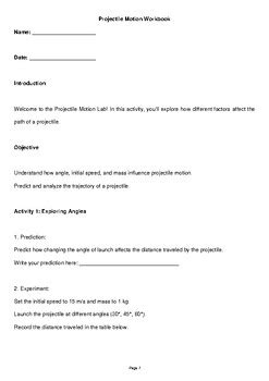 PHET Projectile Motion Lab Activity By Strate Science TPT