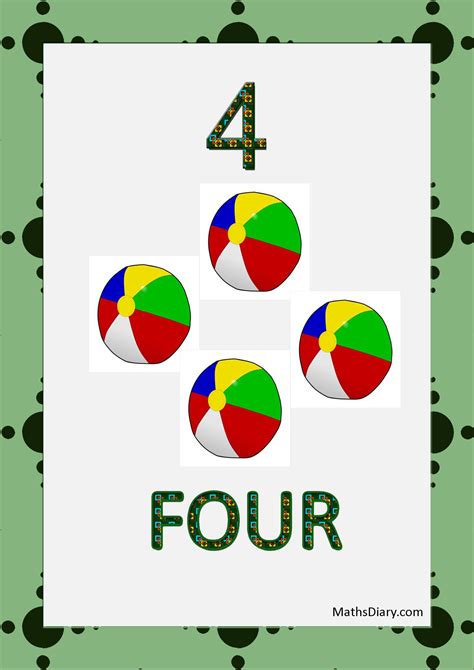 Learning Counting And Recognition Of Number 4 Worksheets Level 1