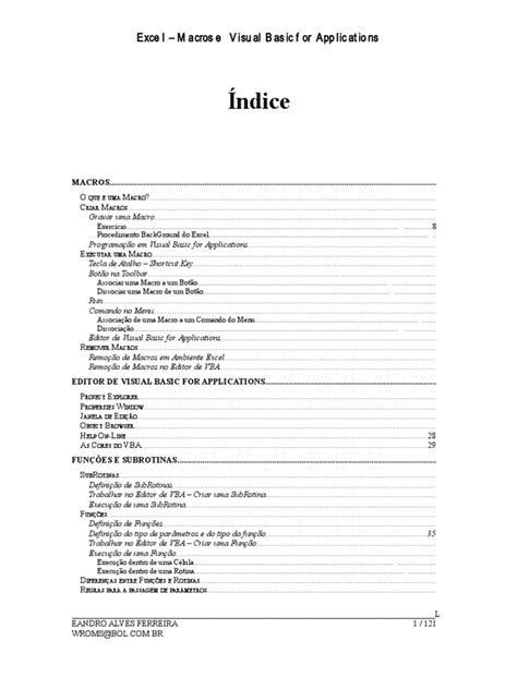 Apostila Excel Vba Completa Portugues Pdf Macro Ciência Da Computação Janela Informática