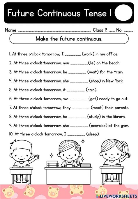 Future Continuous Tense Liveworksheets 1918959