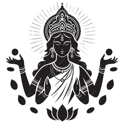Devi Laxmi Maa Lakshmi Puja Festival Hindu Hinduisme Siluet Gambar Maa