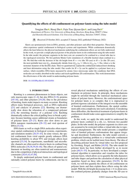 Pdf Quantifying The Effects Of Slit Confinement On Polymer Knots