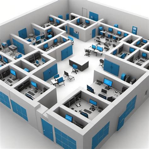 Computer Laboratory Floorplan 3d Vector With Lots