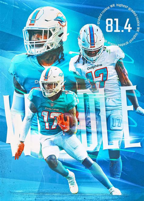 Download Jaylen Waddle Miami Dolphins Collage Wallpaper