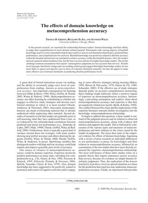 Pdf The Effects Of Domain Knowledge On Metacomprehension Accuracy