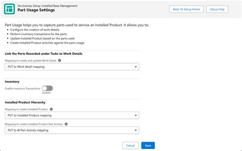 Configuring Part Usage