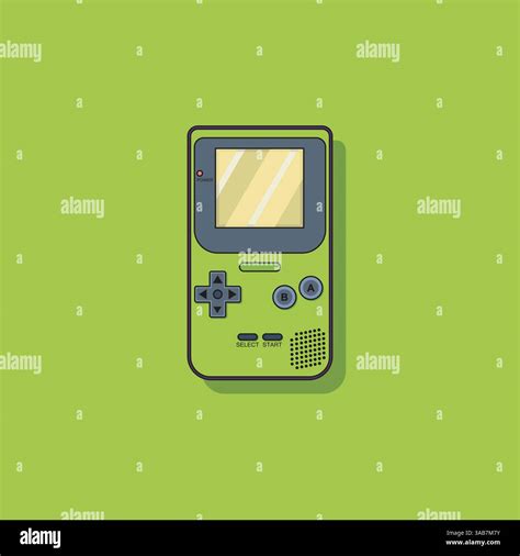 Green Handheld Portable Retro Game Console On Green Background Vector Illustration Stock Vector