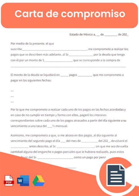 Carta De Compromiso Guías Y Modelos Online Word Pdf Cómo