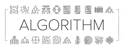 Algorithm Data Technology Ai Icons Set Vector Stock Vector Illustration Of Black Digital