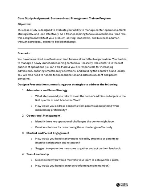 Mt Physicswallah Iim Assignment Pdf Leadership Marketing Strategy