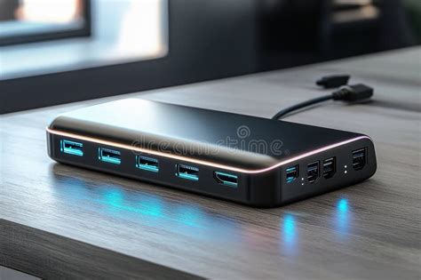High Tech Usb Hub With Multiple Ports Showcased On A Modern Desk Generative Ai Stock
