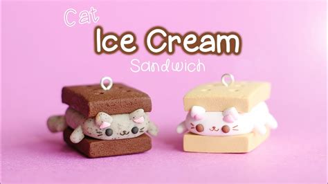 Kawaii Ice Cream Sandwich Cat│polymer Clay Tutorial Creativerachy