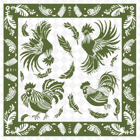 Premium Psd A Green Background With A Picture Of Roosters And Roosters