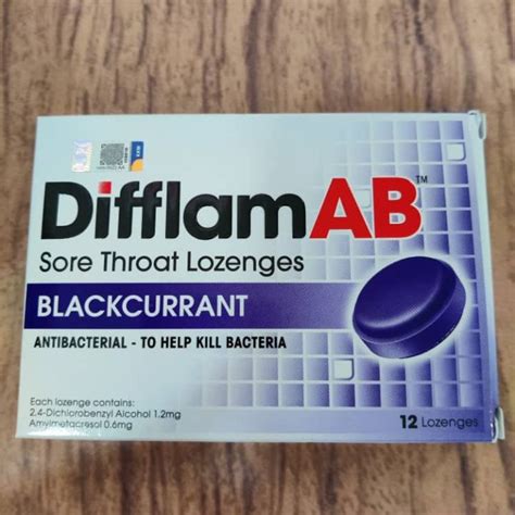 Difflam Ab Sore Throat Lozenges Antibacterial To Help Kill Bacteria 12 Lozenges Throat Care