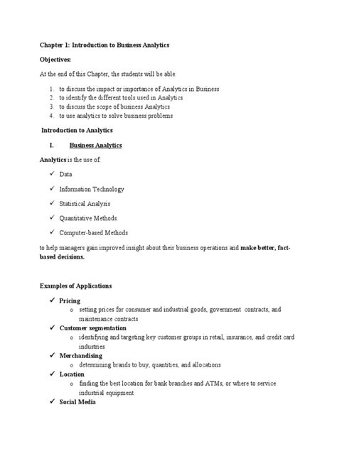 chapter 1 introduction to business analytics pdf analytics