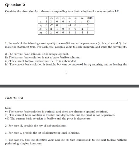 Solved Question 2consider The Given Simplex Tableau